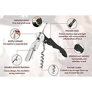 Professional Waiter Corkscrew Wine Openers Set (4 PCS),Upgraded With Heavy Duty Stainless Steel Hinges Wine Key for Restaurant Waiters, Sommelier, Bartenders