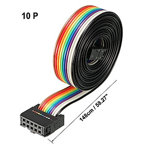 uxcell IDC Rainbow Wire Flat Ribbon Cable 10 Pins 148cm Length 2.54mm Pitch Type-C