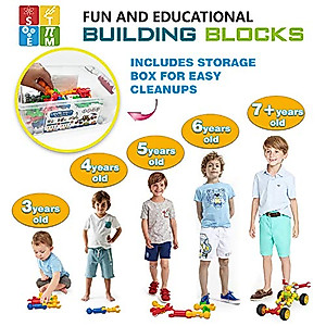 Huaker Kids Building STEM Toys,125 Pcs Educational Construction Engineering Building Blocks Kit for Ages 3 4 5 6 7 8 9 10 Year Old Boys and Girls,Best Gift for Kids Creative Games & Fun Activity