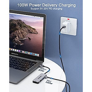 USB C Hub, QGeeM 4-in-1 USB C to HDMI Adapter with 4K USB C to HDMI Hub,100W Power Delivery,USB 3.0,Thunderbolt 3 Hub Compatible for MacBook Pro, XPS, iPad Pro,More Type C Devices