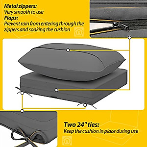 AAAAAcessories Outdoor Deep Seat Cushions for Patio Furniture, Water-Resistant Replacement Patio Chair Cushions Set of2,24 x24 x 5 inch, Darker Gray