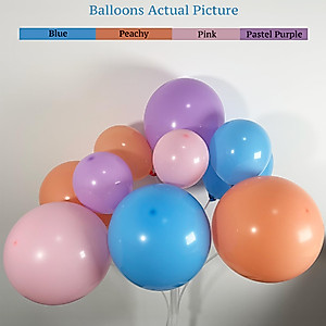 BlissBash 119Pcs Blue Peach Balloon Garland Arch Kit with Pastel Purple, Pink, Daisy Flower Balloons, Perfect for Girls' Birthday Decorations, Puppy-Themed Party Supplies, Dog Party