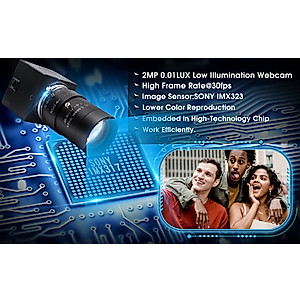 1080P USB Camera with Microphone Manual Zoom 5-50mm Webcam 0.01LUX Low Light Variable Focus PC Camera Zoomable H.264 Mini UVC USB2.0 USB with Camera for Computer Audio Video Close-up Camera
