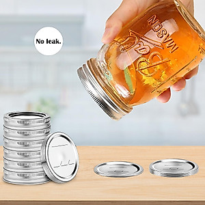 12 Pcs Antirust Regular Mouth Mason Jar Lids with Rings for Vacuum Sealer, Ball, Kerr Jars Canning Lids with Rings, Set of 6