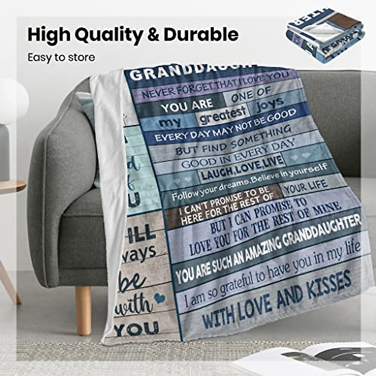 CUJUYO Granddaughter Gifts from Grandma Blanket 60"x50", Granddaughter Gifts Throw Blanket, Gifts for Granddaughter Blankets Throws, Granddaughter Gift Ideas for Birthday Graduation Christmas