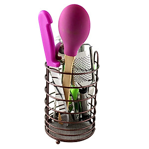 Dependable Industries inc. Essentials Kitchen Cutlery Holder Utensil Caddy Mesh Bottom (Bronze)