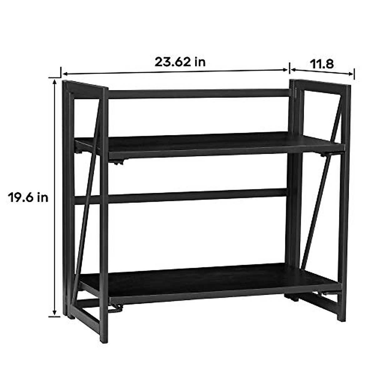 FurnitureR Folding Bookshelf 2 Tiers Bookcase Multifunctional Plant Flower Stand No Assembly Shoe Rack Stackable Shoe Shelf Storage Organizer for Entryway Hallway Closet, 23.6 X 11.8 X 19.6 Inches