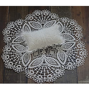 Baby Photography Props Wrap Mat Newborn Boy Girl Photo Shoot Pillow with Lace Wrap Mat Photography Shoot (White)