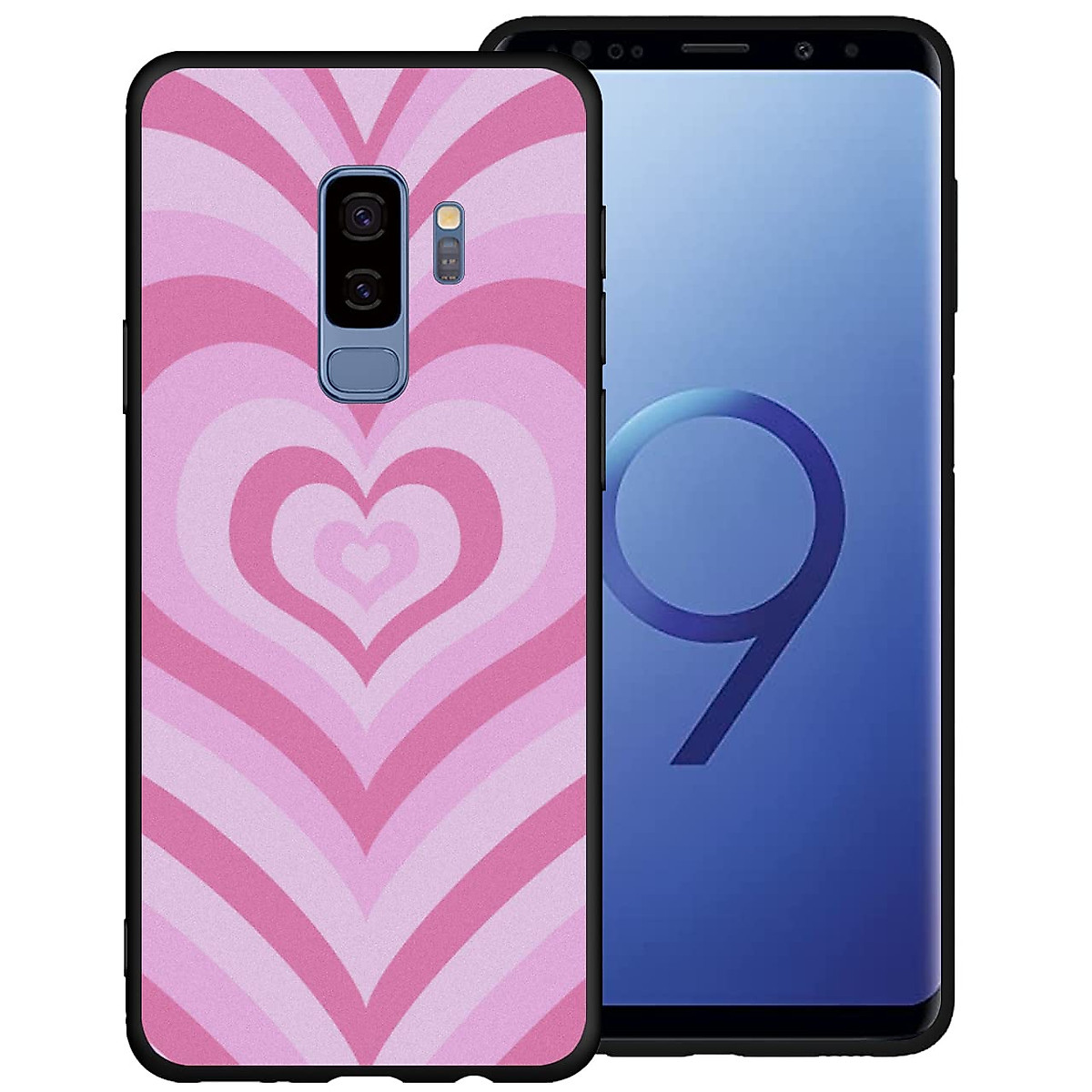 zaztify Compatible with Samsung Galaxy S9 Plus, Pink Heart Tunnel Center Love Swirl Cute Pattern Shockproof Protective Anti-Slip Thin Slim Soft Phone Case Cover Shell