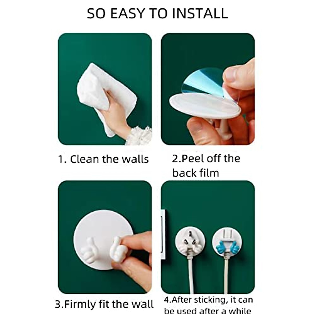 12pcs Thumbs Up Wall Hook, Sticky Hooks for Hanging, Adhesive Wall Hooks, Shower Hooks for Inside Shower, Self Adhesive Hooks for Hanging in Living Spaces, Kitchen, Bathroom (Color Mixing)