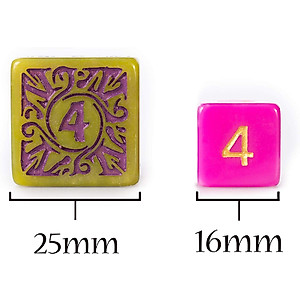 Wiz Dice Titan 25mm Dice - Large Polyhedral Dice Set for Various Role Playing Dice Games - Achlys 7 Cnt -DND Dice Set with a Wooden Dice Box - Includes D4, D6, D8, D10, D10(0), D12 & D20