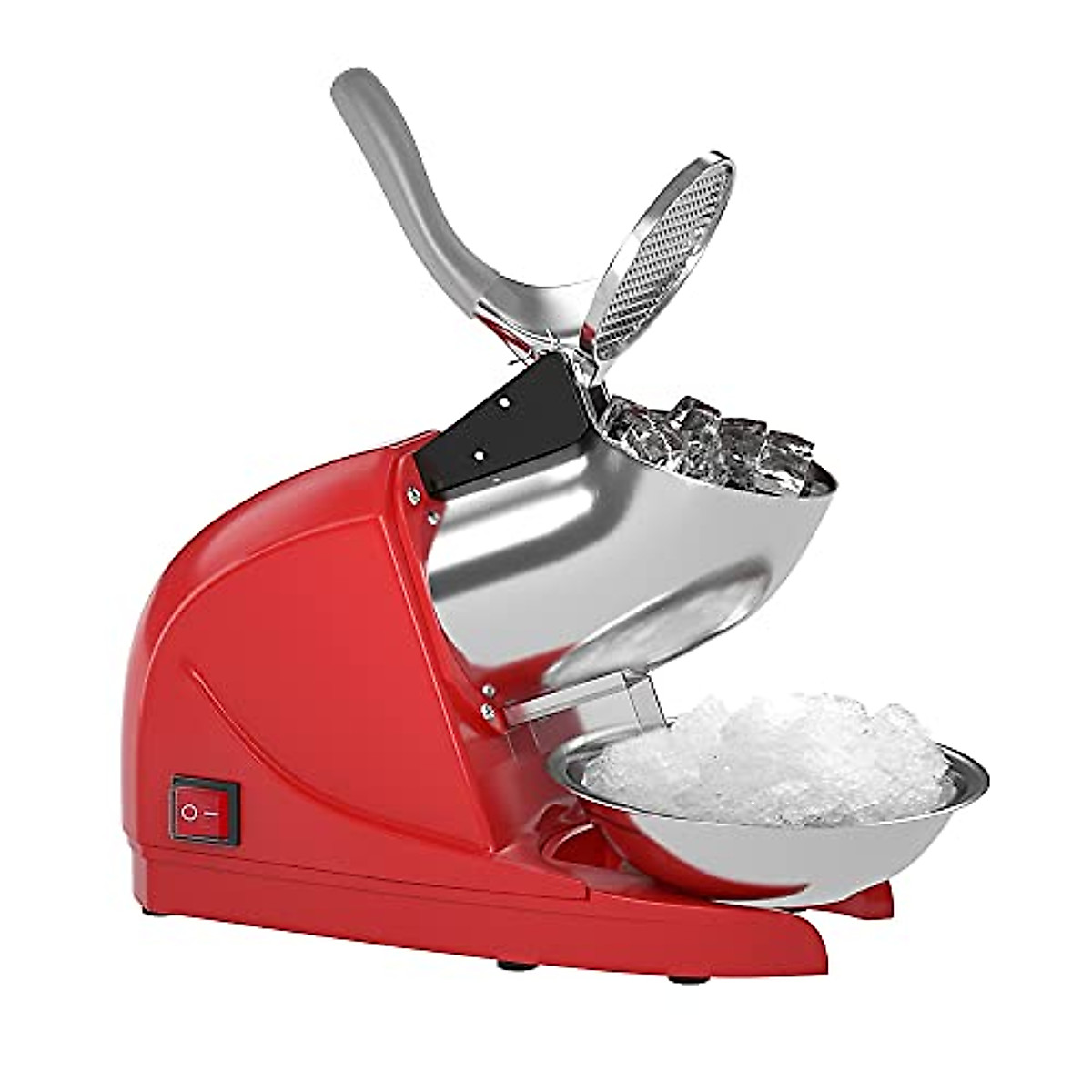 OKF Ice Shaver Prevent Splash Electric Three Blades Snow Cone Maker Stainless Steel Shaved Ice Machine 380W 220lbs/hr Home and Commercial Ice Crushers (Red)