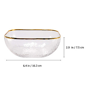Operitacx Glass Salad Bowls Crystal Candy Serving Bowls 1000ML Fruit Dessert Pasta Snack Container with Golden Trim for Home Restaurants Parties