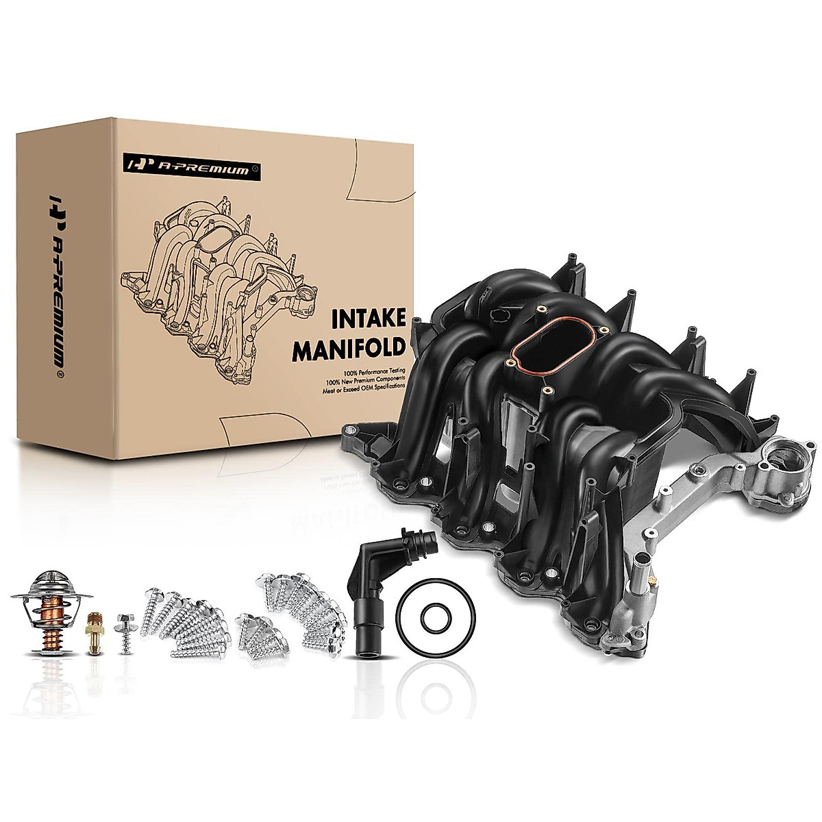 A-Premium Upper Intake Manifold with Gaskets Thermostat Kits Compatible with Ford E/F Series, E150, E250, E350, E450, F150, F250, F350, Excursion, Expedition, 5.4L V8, Replace# 2L1Z-9424-AA