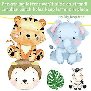 Jungle Safari Animal Banners 2pcs Safari Animals Birthday Party Cutout Banners Animal Theme Party Garland Decorations for Wild One Baby Shower Supplies