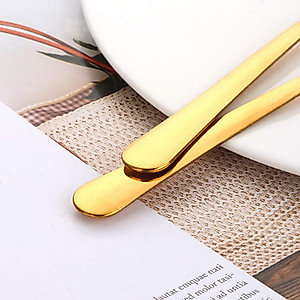 Gold Dinner Spoon 12-Piece Stainless Steel Dessert Spoon, BUY&USE 6.9 Inches Dinnerware Set