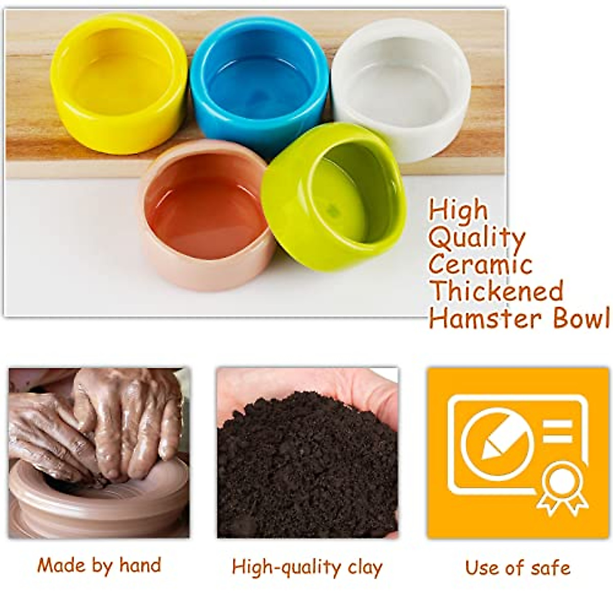 Fitlyiee Ceramic Chew-Resistant Hamster Bowl Dish for Hamsters Hedgehog Guinea Pig and More Small Animals (Pink)