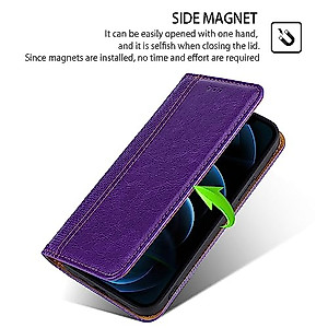 Arseaiy Case for Oppo Reno 6 Pro 5G（MediaTek） Flip Phone Case Shockproof PU Leather Wallet Case Cover with Card Holder Kickstand Shell Purple