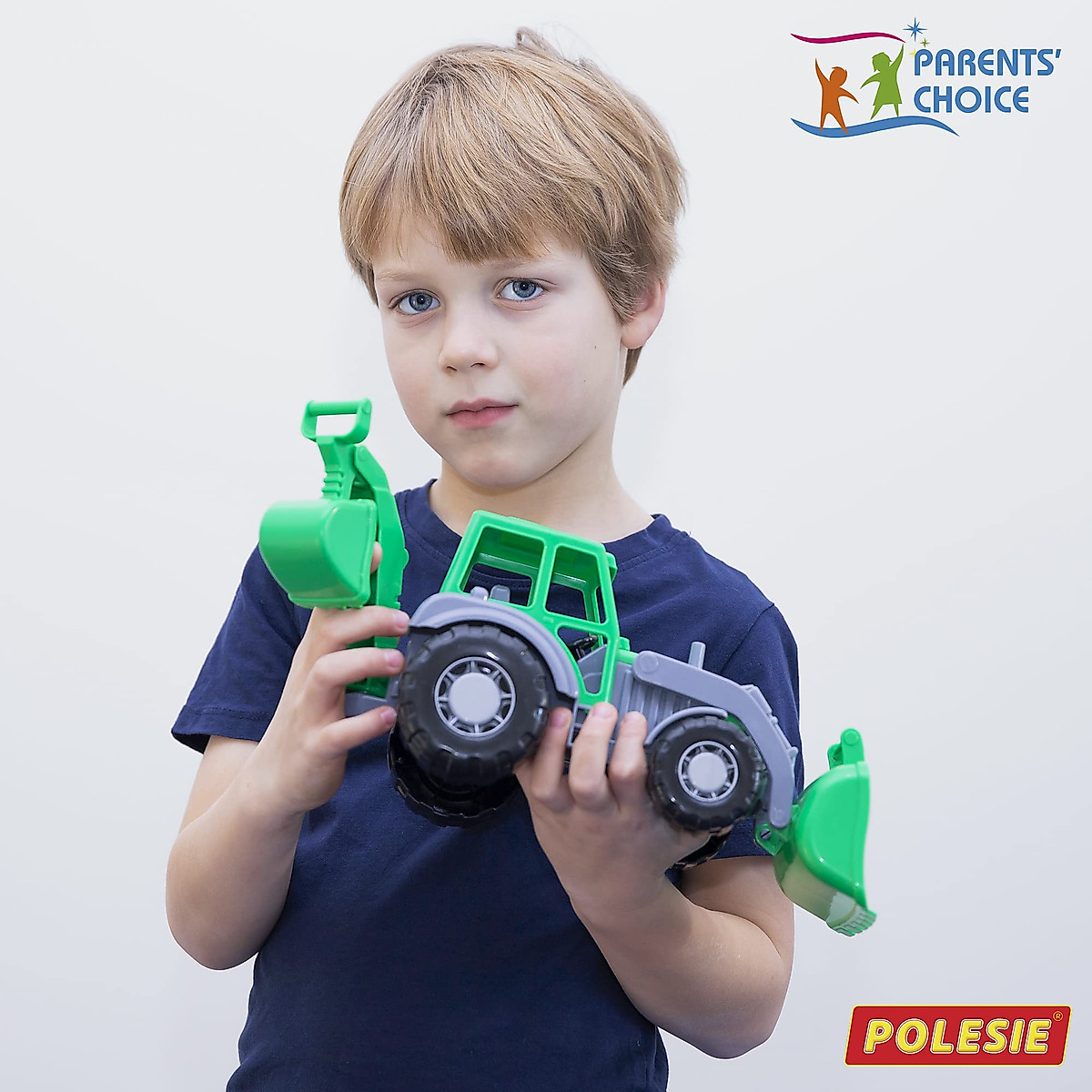 CO-T Excavator Toy for Boys - Backhoe Toy for Toddlers - Toy Bulldozer for Toddler - Toy Backhoe Sand Truck - Sandbox Toys by Polesie - Green Excavator Beach Toy