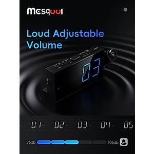 Digital Projection Alarm Clock for Bedroom, Large LED Alarm Clock with Projection on Ceiling Wall, 350°Projector,Dimmer,USB Charger, Battery Backup Loud Dual Alarm Clock for Heavy Sleeper Kids Elderly