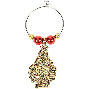 Juvale 12 Piece Christmas Wine Glass Charms, Holiday Drink Markers Set (2 Inches)