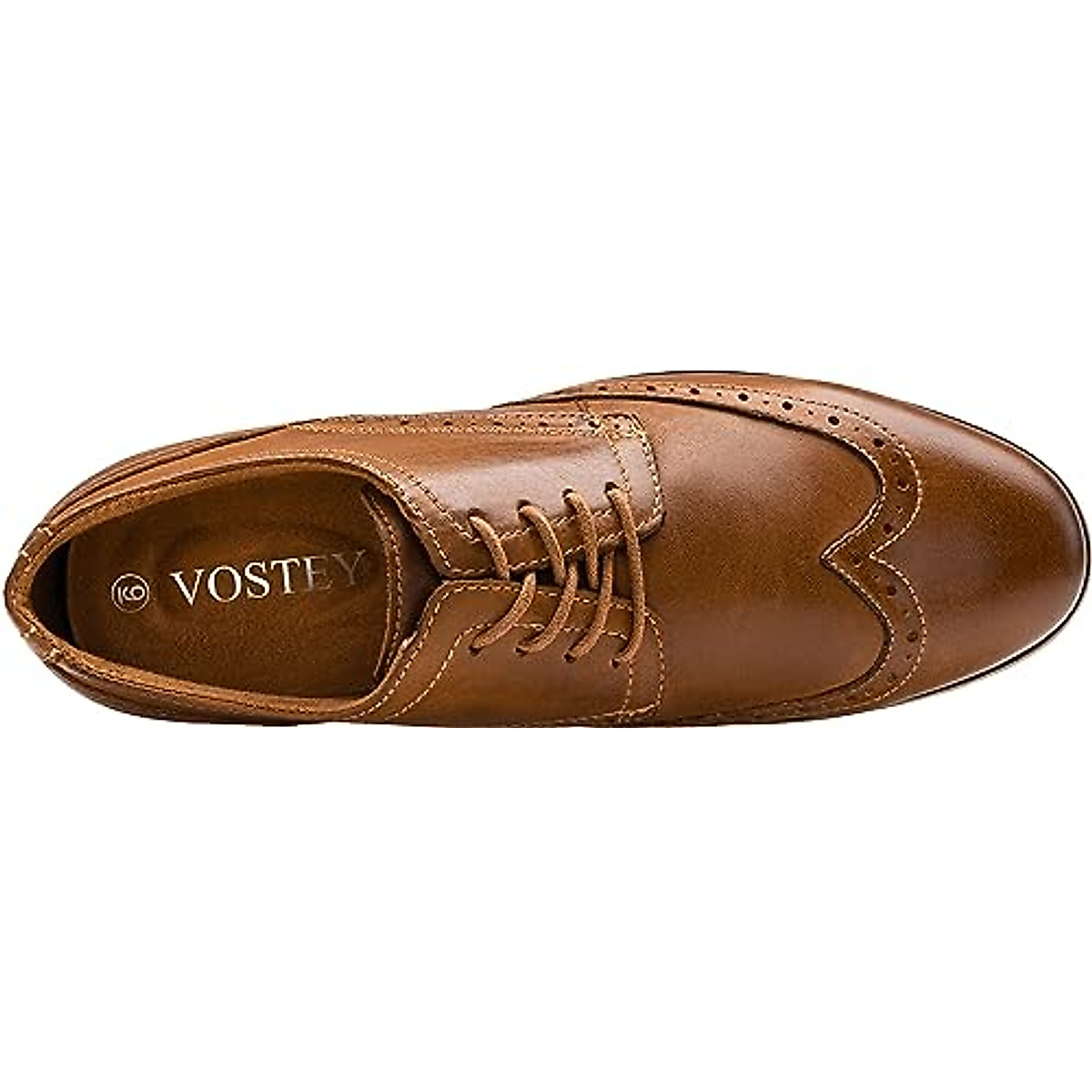 Vostey Men's Dress Shoes Leather Oxford Shoes Brown Dress Shoes for Men Wingtip Casual Dress Shoes(BMY629 Yellow Brown 14)
