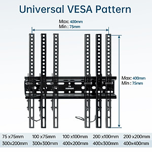 OKURMOUNT TV Wall Mounts, TV Mount 65 Inch, Tilting TV Mounting Bracket Adjustable for 32-65 Inch TV Wall Mount with Quick Release Lock, Low Profile Wall Mount TV Bracket Max VESA 400x400mm, 115lbs