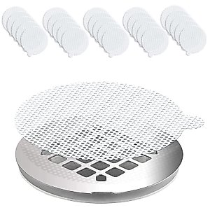 Kemine 25 Pack Drain Hair Catcher Disposable Mesh Stickers Shower Hair Trap Bathroom Accessories Suit for Bathroom Bathtub Kitchen Round/Square Shape (Round)