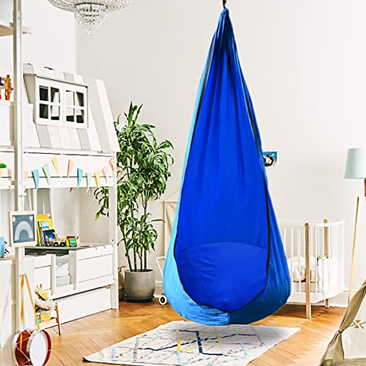 TUSAUW Kids Pod Swing Seat Hammock Chair with Inflatable Pillow Swing Chair for Outdoor and Indoor ,Hanging Chair with Inflatable Cushion, Max 176Lbs