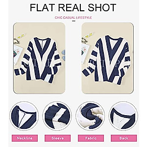 EVALESS Womans Fall Sweaters Long Sleeve Sexy Deep V Neck Hand Knit Striped Sweater Tops Fahion 2024 Loose Pullover Oversized Sweaters Blue X-Large