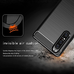 KOARWVC Phone Case for Xperia 1 II Case, XQ-AT51, XQ-AT52 Case Carbon Fiber Shockproof Rugged Shield Anti-Scratch Soft TPU Back Cover Protective Cases for Sony Xperia 1 II (Black)
