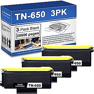 3 Pack TN650 Black Toner Cartridge Compatible TN-650 High Yield Toner Cartridge Replacement for Brother HL-5240 5370DW/DWT 5380DN 5270DN 5350DN DCP-8060 MFC-8480DN Printer Toner.