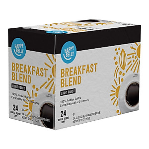 Amazon Brand - Happy Belly Light Roast Coffee Pods, Breakfast Blend, Compatible with Keurig 2.0 K-Cup Brewers, 24 Count