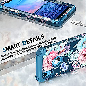 Rancase for iPhone XR Case,Three Layer Heavy Duty Shockproof Protection Hard Plastic Bumper +Soft Silicone Rubber Protective Case for Apple iPhone XR 6.1 inch,Flower