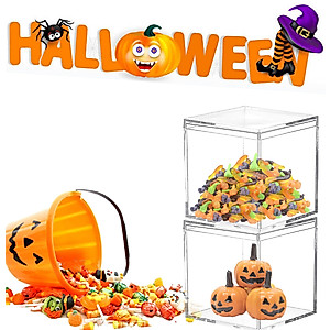 KissYou Acrylic Box with Lid 2 Pieces Clear Square Cube Jewelry Storage Box Small Plastic Containers Weddings, Party Gift, Candies & Accessories Square Cube Boxes