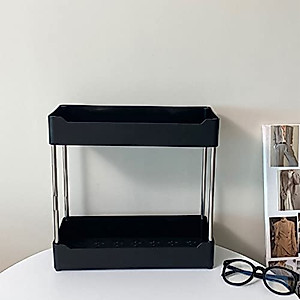 FIZZOQI Two Layers of Black Storage Shelf Display Rack Multifunctional Kitchen Finishing Rack Minimalist Desktop Rack Dormitory Makeup Finishing Rack