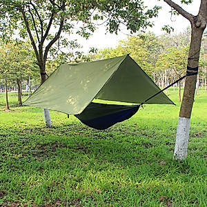 Esup 10 x 10 ft Hammock Rain Fly Lightweight Windproof Tent Tarp, 210T Ripstop Nylon Material, Camping, Hiking Essential Gear, (Green)