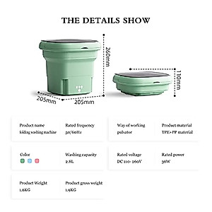 SYTH Portable Mini Folding Clothes Washing Machine, Bucket Automatic Home Travel Self-Driving Tour Underwear Foldable Washer,Perfect for Camping, Travelling, Apartment, Dorm (Color : Blue)