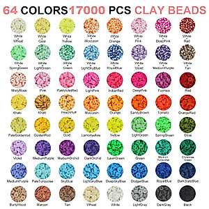 Redtwo 18000 Pcs Clay Beads Bracelet Making Kit, 3 Boxes 64 Colors Flat Polymer Heishi Beads Jewelry Making kit with Gift Pack, Friendship Bracelet Kits for Girls Ages 8-12