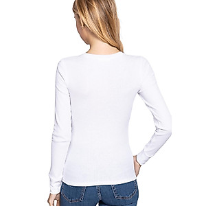 Women's Lightweight Long Sleeve V Neck Thermal Underwear Top Sweater Sweatshirt in White - S