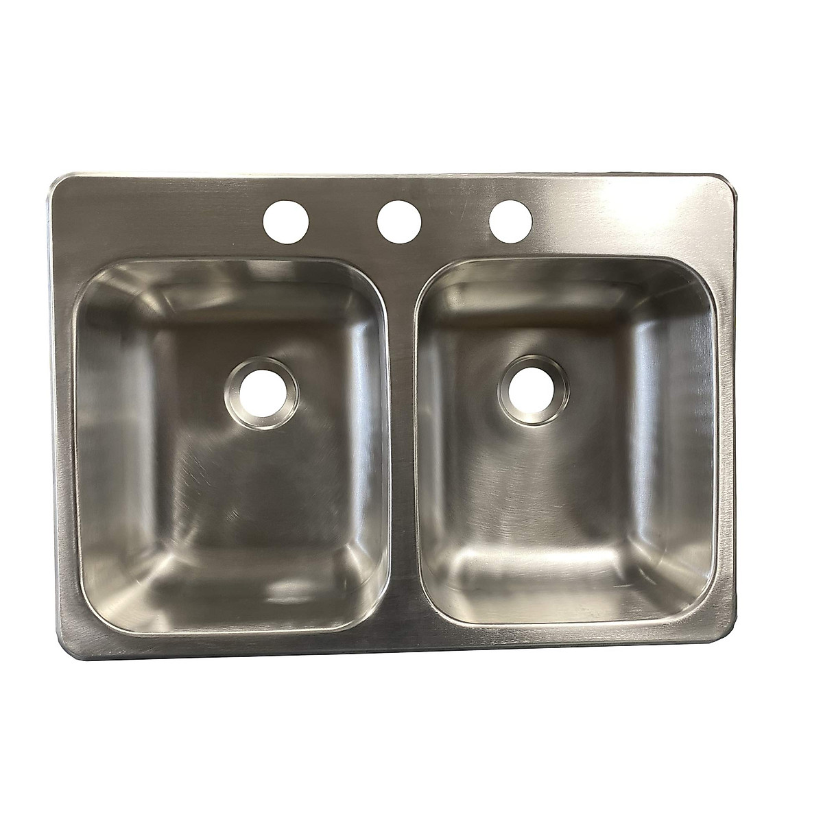 Class A Customs | 25" X 17" X 5" Stainless Steel Double Bowl Sink | 300 Series Stainless Steel | RV Camper Motor Home Sink | Concession Sink