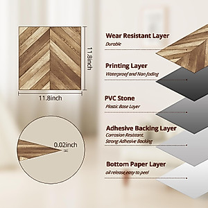 Peel and Stick Floor Tile, 12-Inch Vinyl Flooring 20 Tiles, Peel and Stick Flooring, Self Adhesive DIY Flooring for Kitchen, Dining Room, Bedrooms & Bathrooms