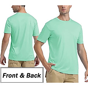 BIYLACLESEN Shirts for Men Sun Protection Shirts Short Sleeve UV Protection Shirts Dry Fit Athletic T-Shirts Quick Dry Lightweight Hiking Shirts Mint Green