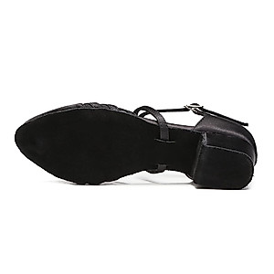 Womens Ballroom Dance Shoes for Social Beginner Salsa Latin Closed Toe Dancing Shoes 1 1/2 inches Heels S13(Black-1.5 in,10)
