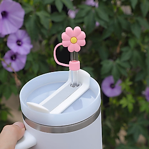 Straw Cover Cap for Stanley Cup - 4Pcs Cute Silicone 10mm Straw Toppers Compatible with Stanley 30&40 oz Tumblers