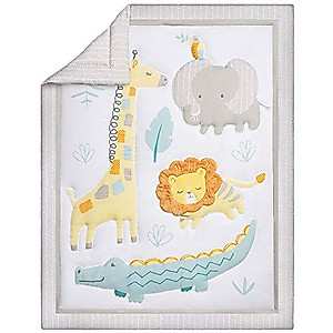 Sammy & Lou Jungle Pals 4-Piece Baby Nursery Crib Bedding Set for Boys, Includes Quilt, Fitted Crib Sheet, Crib Skirt, and Plush Toy