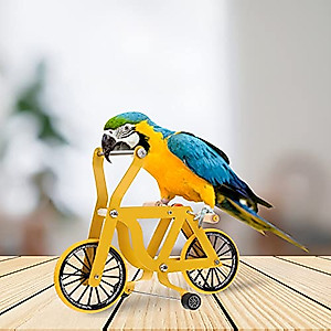 balacoo Bird Toys Parrot Training Playthings Mini Bicycle Bike Funny Bird Intelligence Toy Supplies for Parakeet Macaws Conures Yellow 15. 5x10x12. 5cm Conure Toys