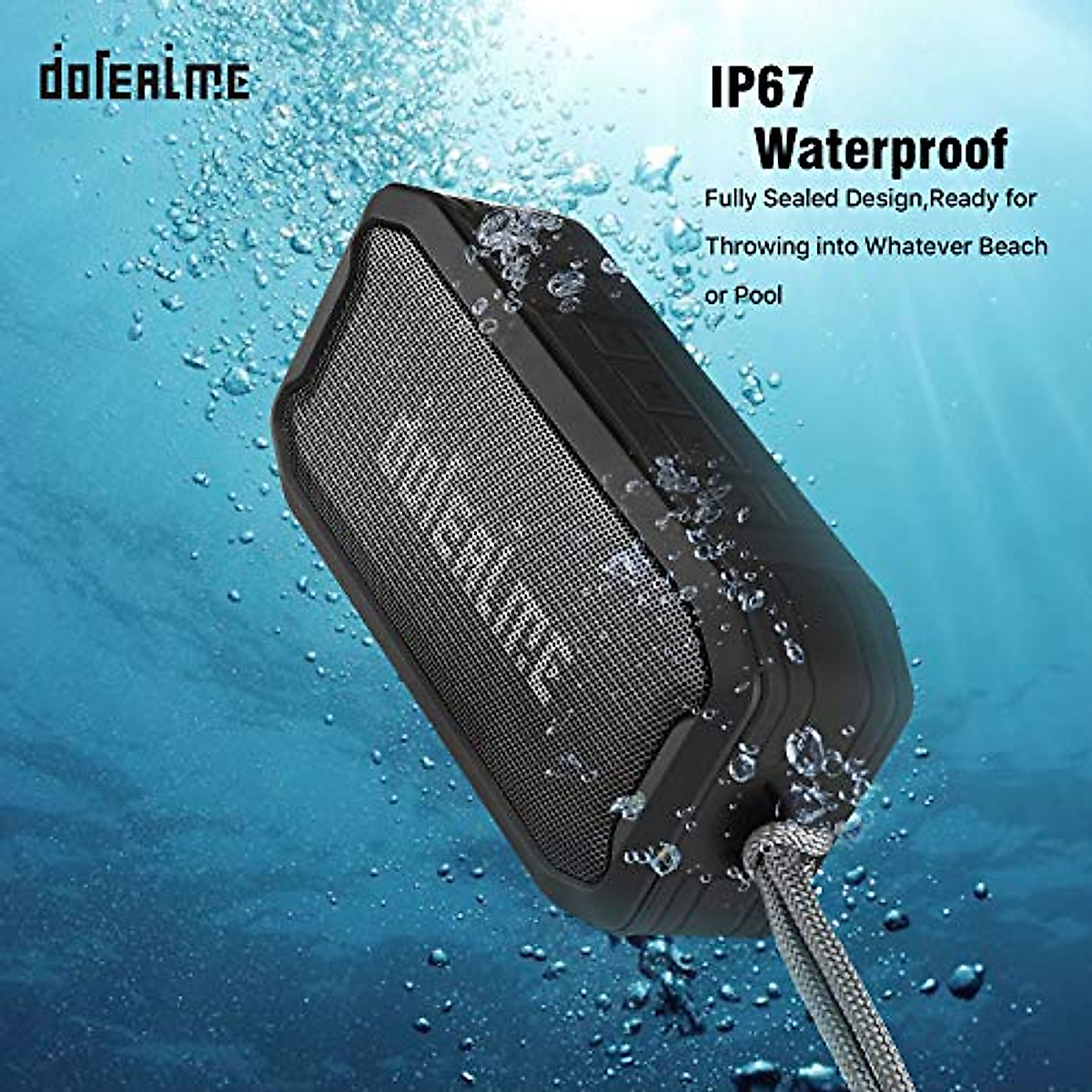 Portable Bluetooth Speaker,10W Wireless Speaker TWS Pairing HD Stereo Sound,Bluetooth 5.0,IP67 Waterproof Outdoor Sport Speakers for Home,Camping,Beach,Sports,Pool Party,Shower