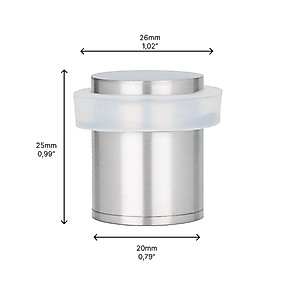 EVI | Pack 2 Doorstops | 20x25mm | Threaded Base | White Rubber | Stainless Steel | Includes Screw + Fastening Plug | Mod. I-181-BCB