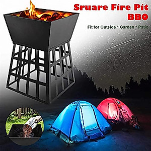 Iron Large Fire Pits Cast Iron Firepit Modern Stylish BBQ Burn Pit Outdoor for Garden Patio Terrace Camping Stand Stove